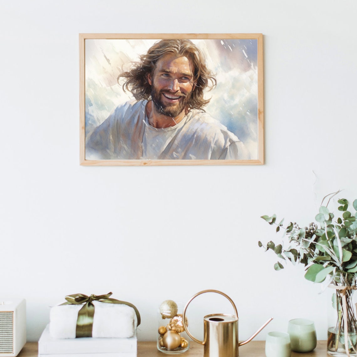Smiling Jesus Christian Artwork Christian Digital Wall Art Printable ...