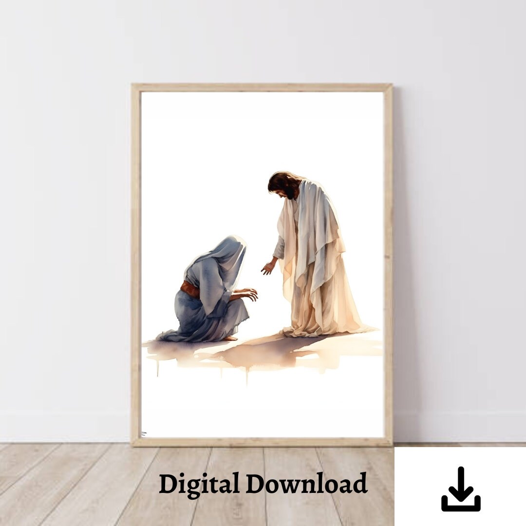 Who Touched Me? Jesus Healing Woman With Issue of Blood Bible Art ...