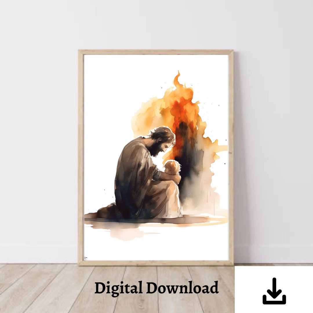 Unwavering Faith - Abraham and Isaac - Digital Watercolor Artwork ...