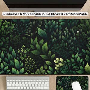 Green Plants Deskmat, Dark Green Deskmat, Cottagecore Desk Mat, Artful ...