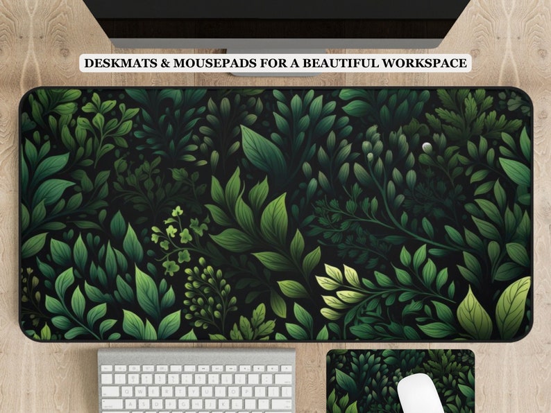 Green Plants Deskmat, Dark Green Deskmat, Cottagecore Desk Mat, Artful ...