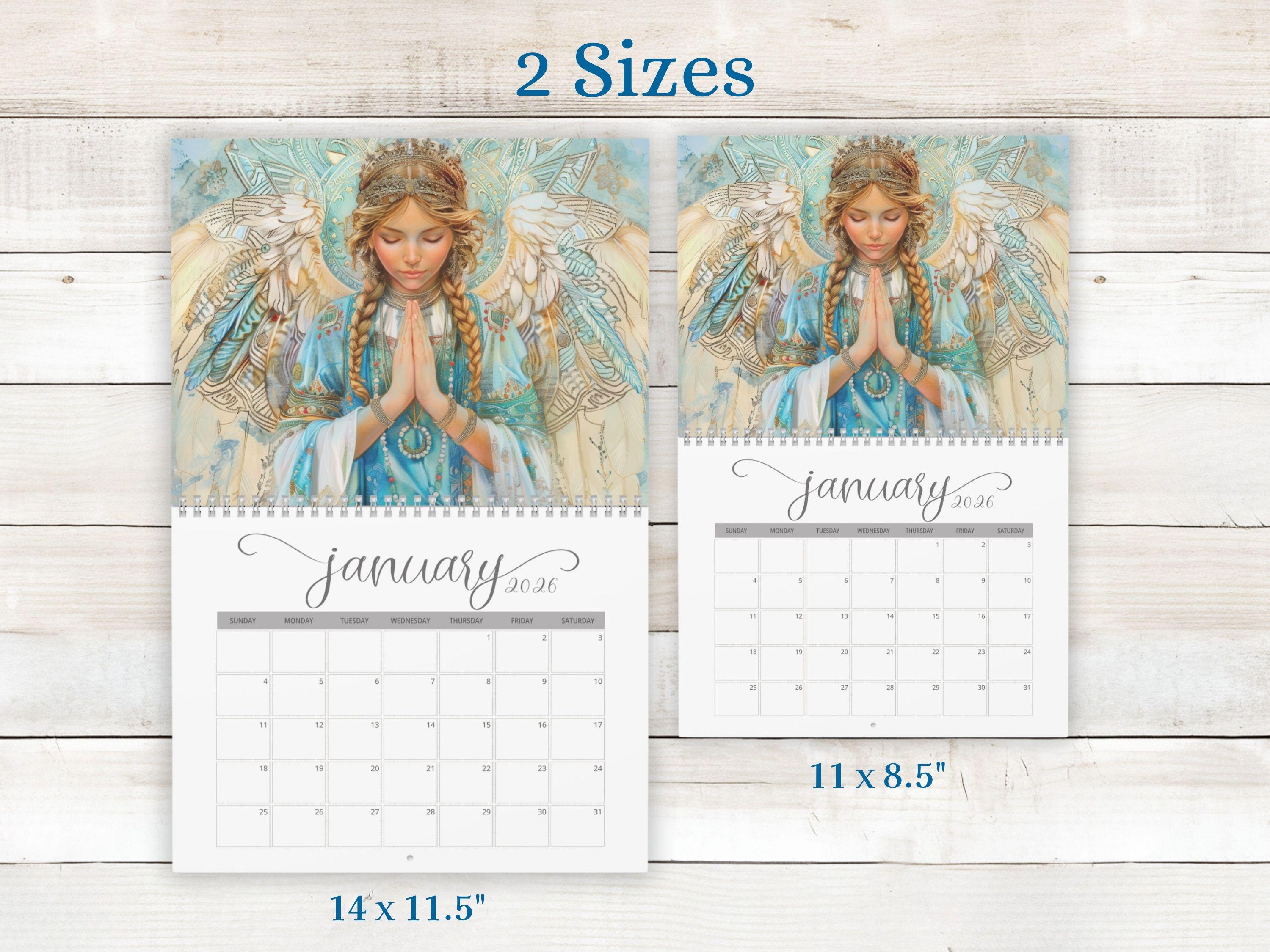 2026 Angel Wall Calendar — Spiritual Calendar — heavenlyl Art — A Year ...