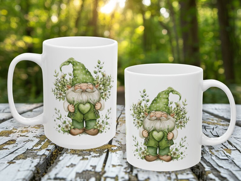 St Patricks Day Mug, Gnome Mug, Green Gift Mug, Irish Coffee Mug, Saint ...