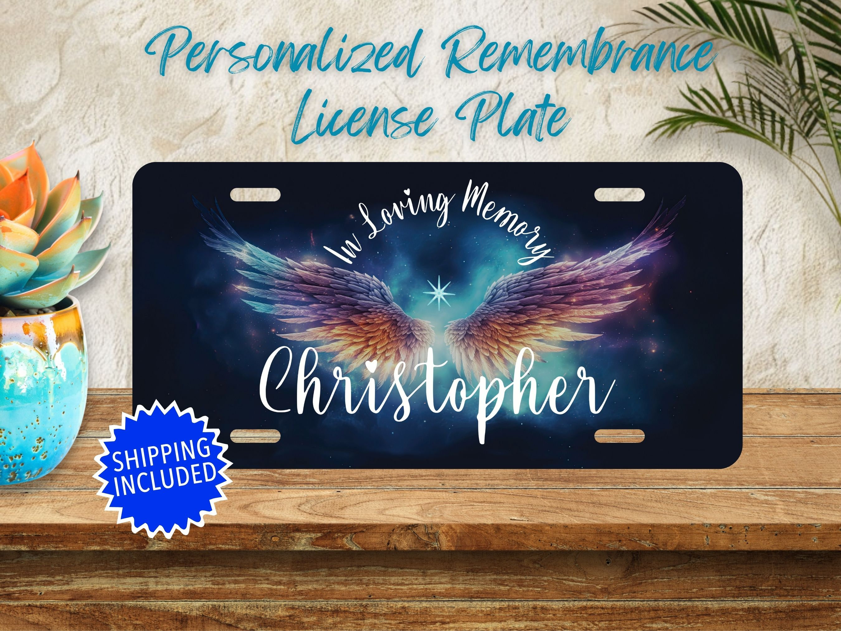 Customized Angel Wings, Personalized License Plates, in Loving Memory ...