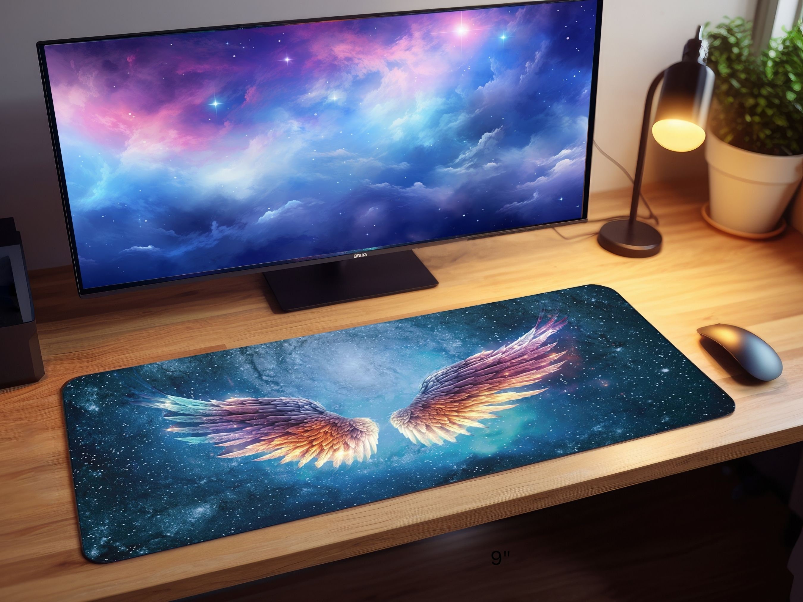 Cosmic Angel Wing Deskmat Celestial Desk Mat Artful Mouse - Etsy