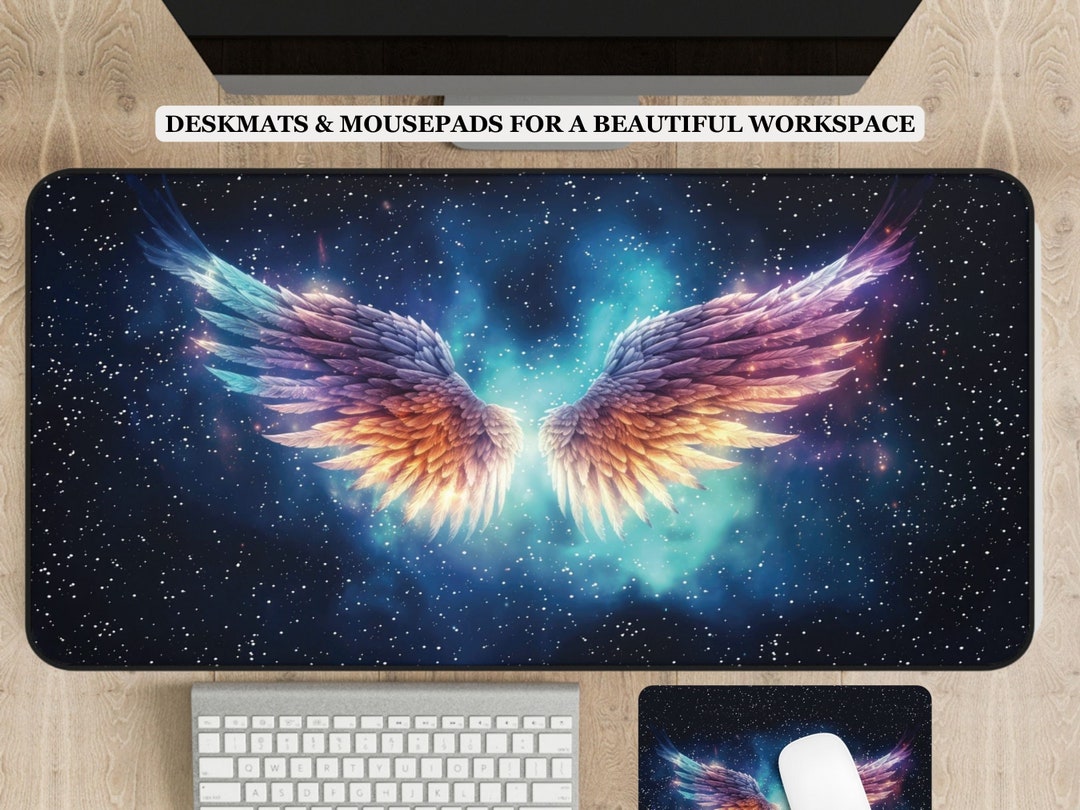 Cosmic Angel Wing Deskmat, Celestial Desk Mat, Artful Mouse Pad ...