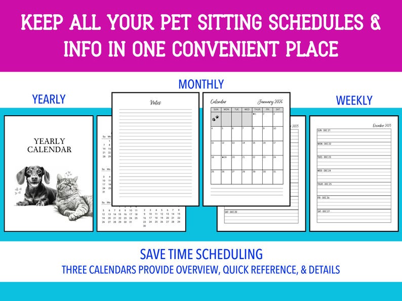 2026 Pet Sitters Planner & Logbook, Pet Report Card, Pet Sitter Planner ...