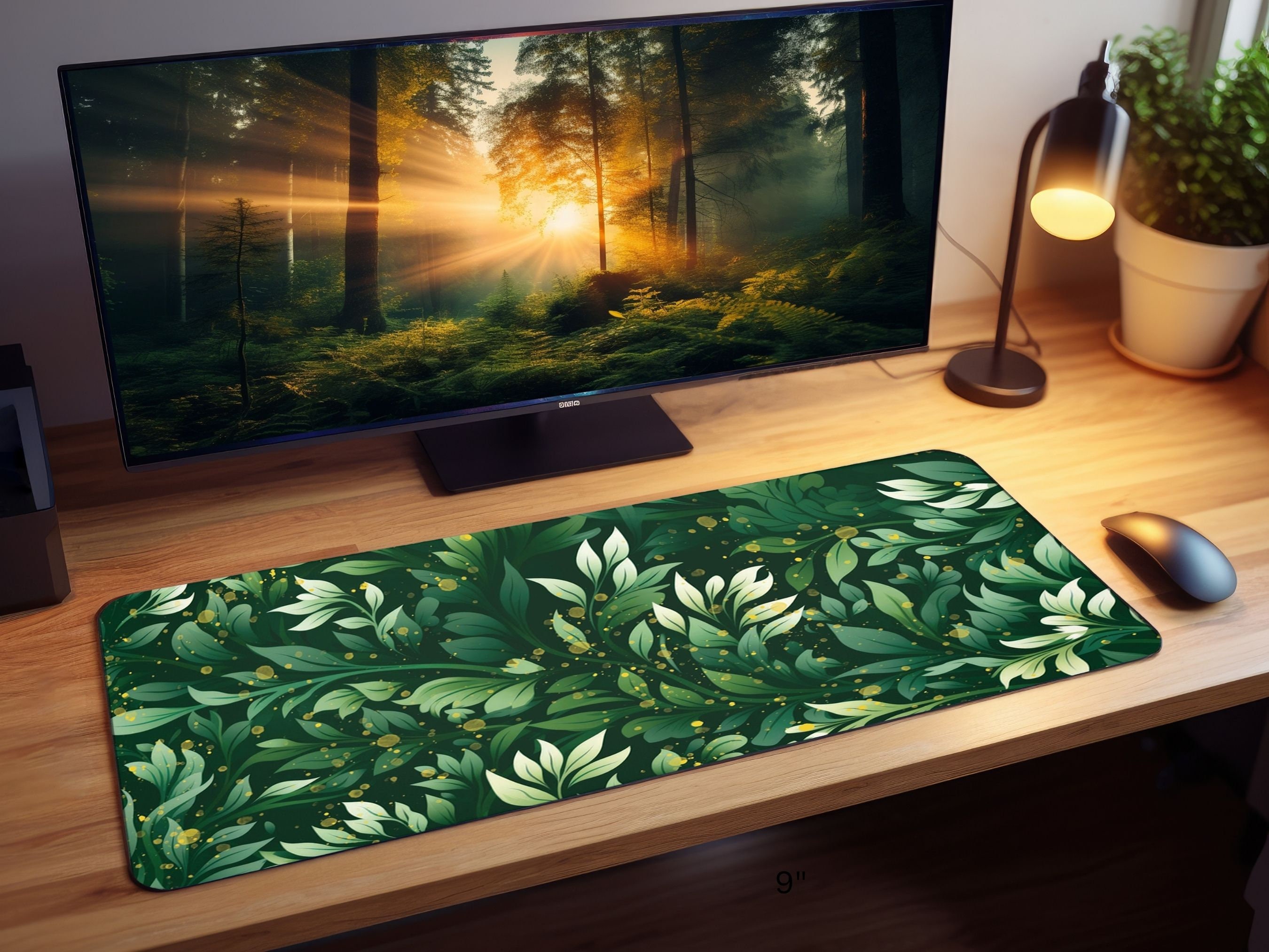 Green Plants Deskmat Dark Green Deskmat Cottagecore Desk - Etsy