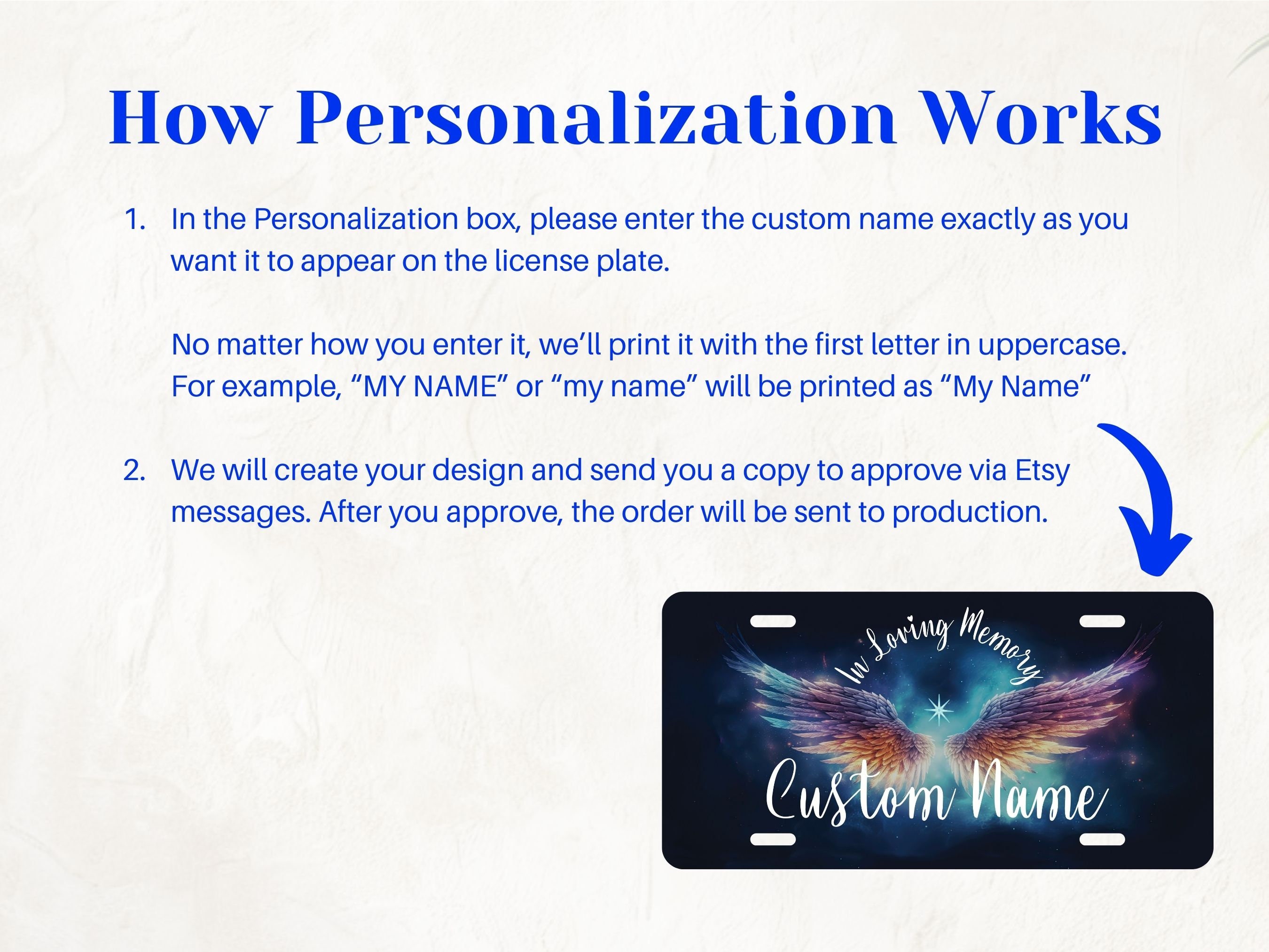 Customized Angel Wings, Personalized License Plates, in Loving Memory ...