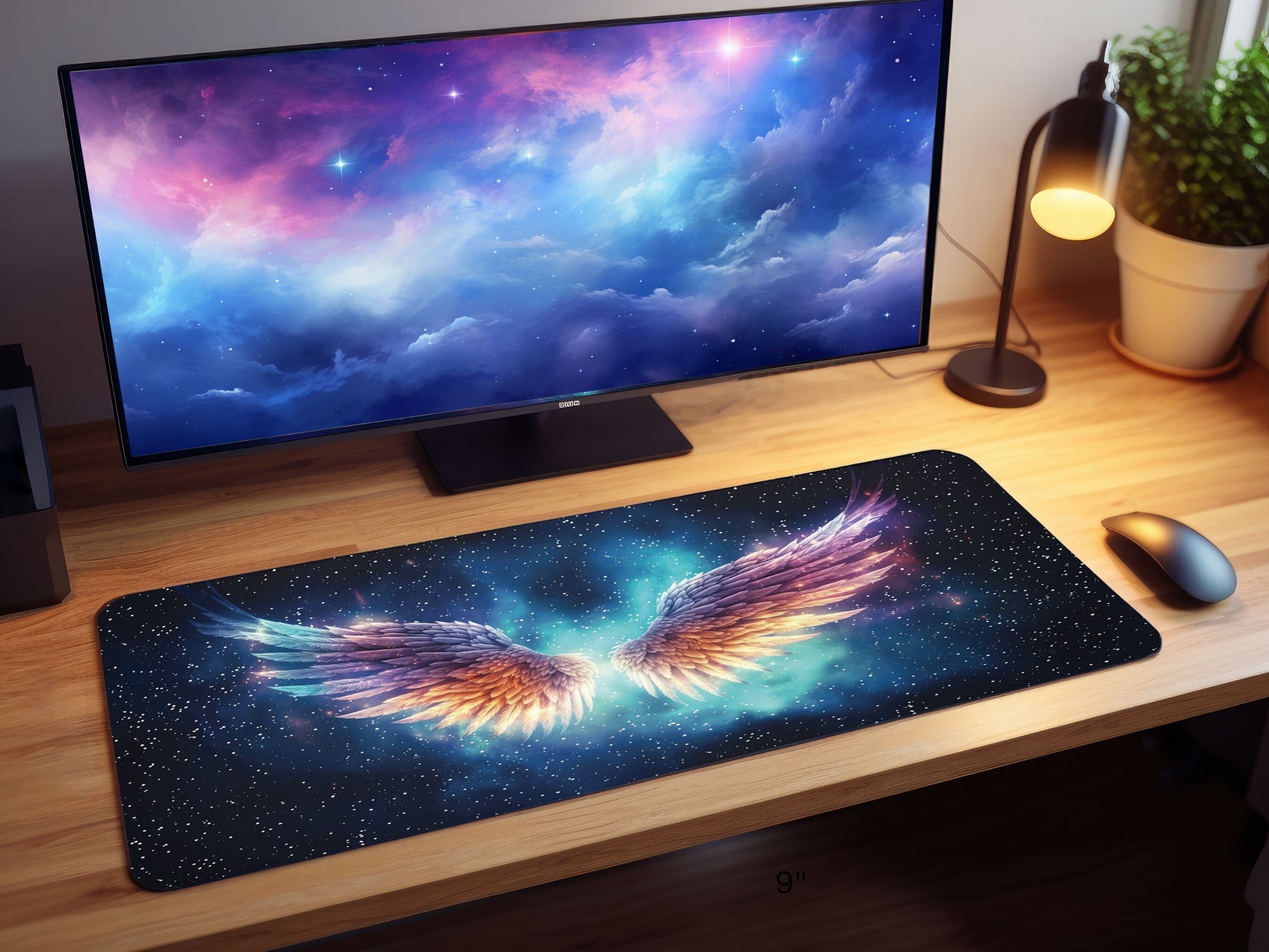 Cosmic Angel Wing Deskmat Celestial Desk Mat Artful Mouse - Etsy
