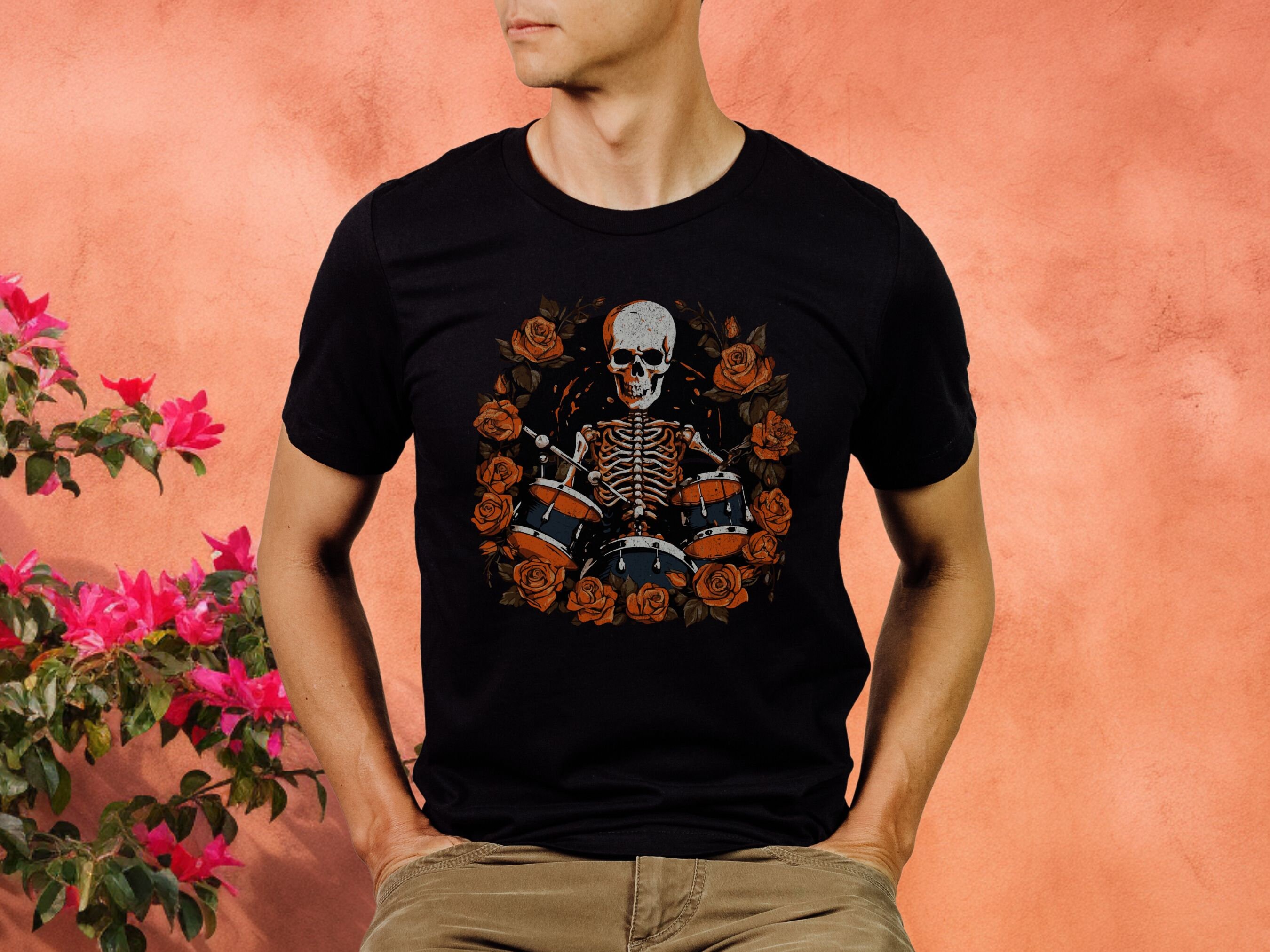Skeleton Drummer Shirt, Halloweener Tee, Gift Spookyseason Halloween, Musician Gifts for Dad ...