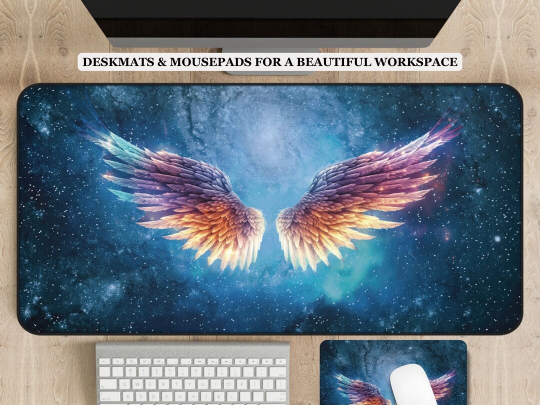 Cosmic Angel Wing Deskmat, Celestial Desk Mat, Artful Mouse Pad ...
