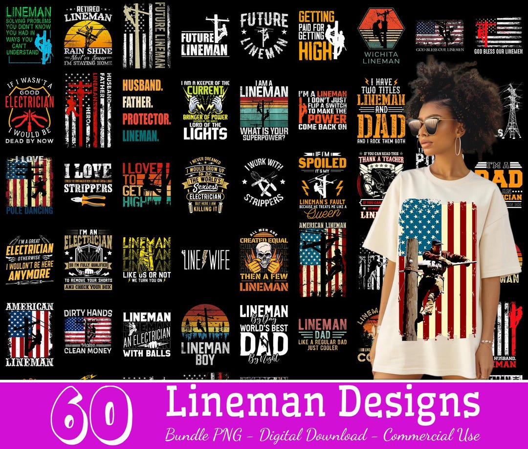60 Designs Lineman Png Bundle, Lineman Electrician Png, Lineworker Png ...