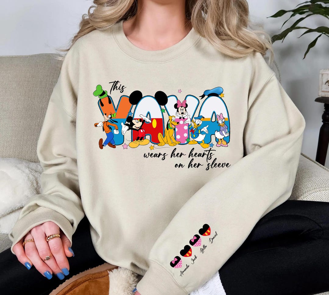 Custom Cartoon Yaya Sweater With Kids Name on Sleeve, Yaya Gifts ...