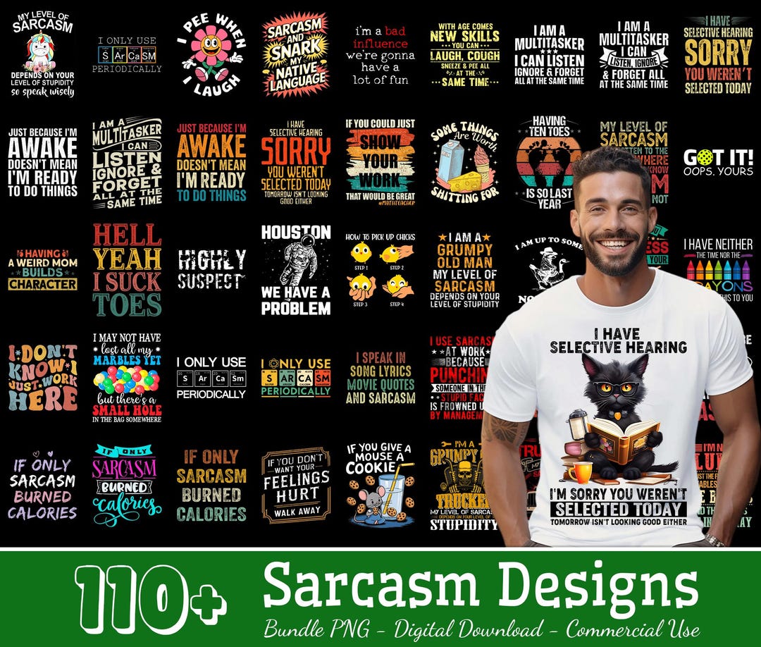 110+ Designs Sarcasm PNG, Sarcasm Quotes Bundle PNG, Sarcasm PNG, Funny ...