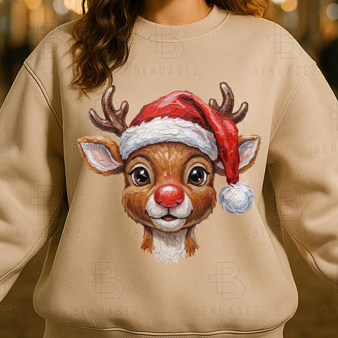 Hand-painted Rudolph Christmas Designs, Brushstroke Rudolph Christmas ...