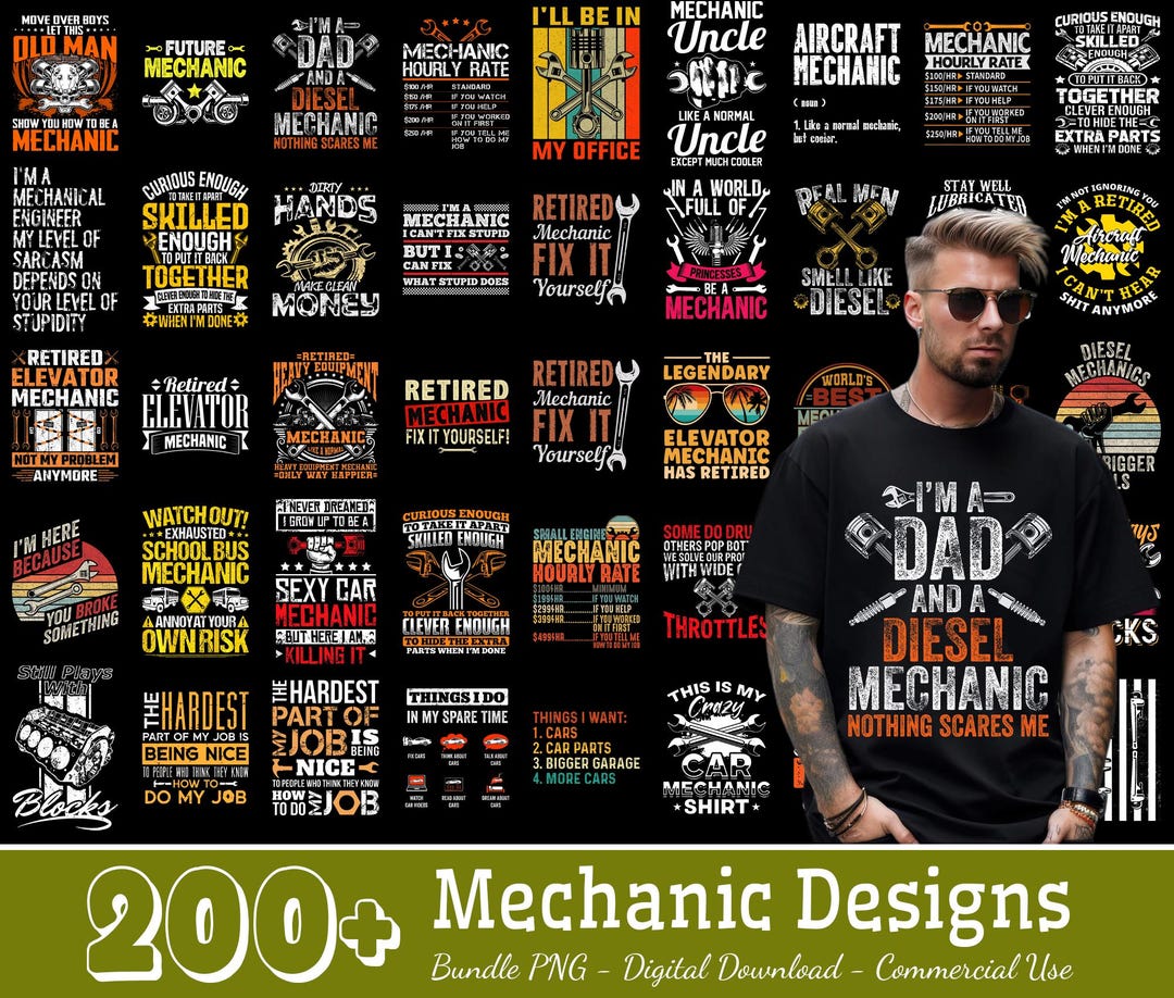 200+ Designs Mechanic Png Bundle, Funny Mechanic Quotes Png, Mechanic ...