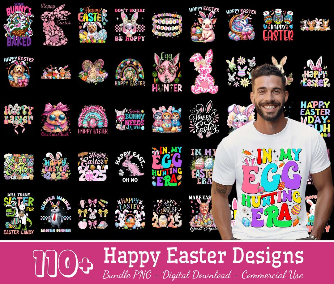 110+ Designs Happy Easter's Day PNG, Easter Vibes Bundle PNG, Easter ...