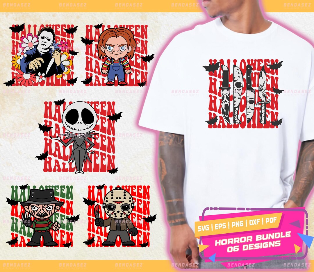 06 Horror Designs SVG Bundle, Halloween SVG Sublimation Designs, Horror ...