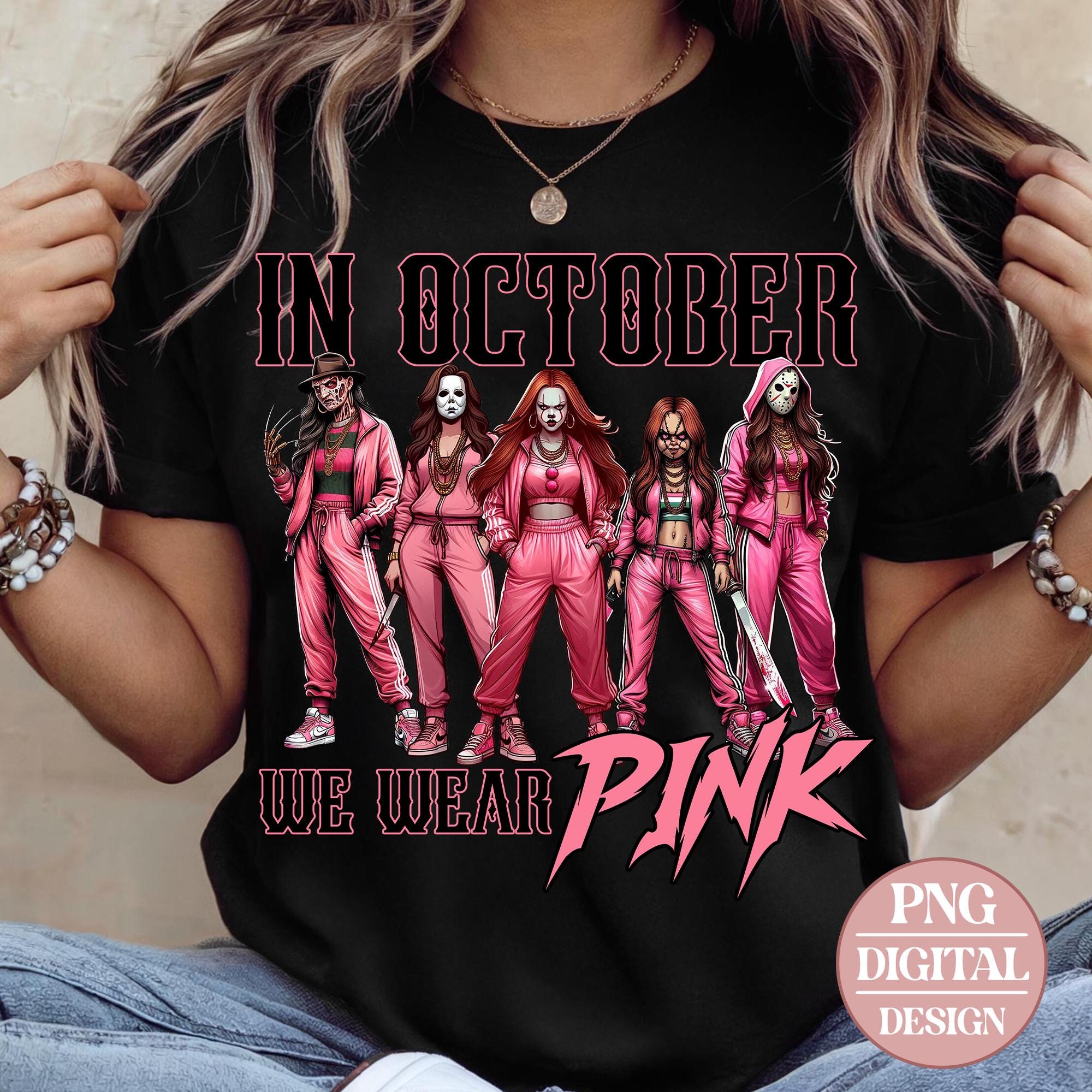 10+ Designs Pink Horror Killers Png, Horror PNG, in October We Wear ...