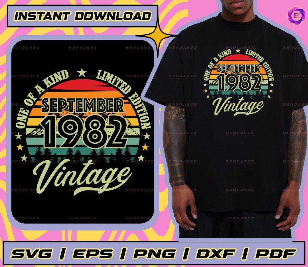 Vintage September 1982 Birthday SVG, Birthday Boy SVG, Birthday Svg/png ...