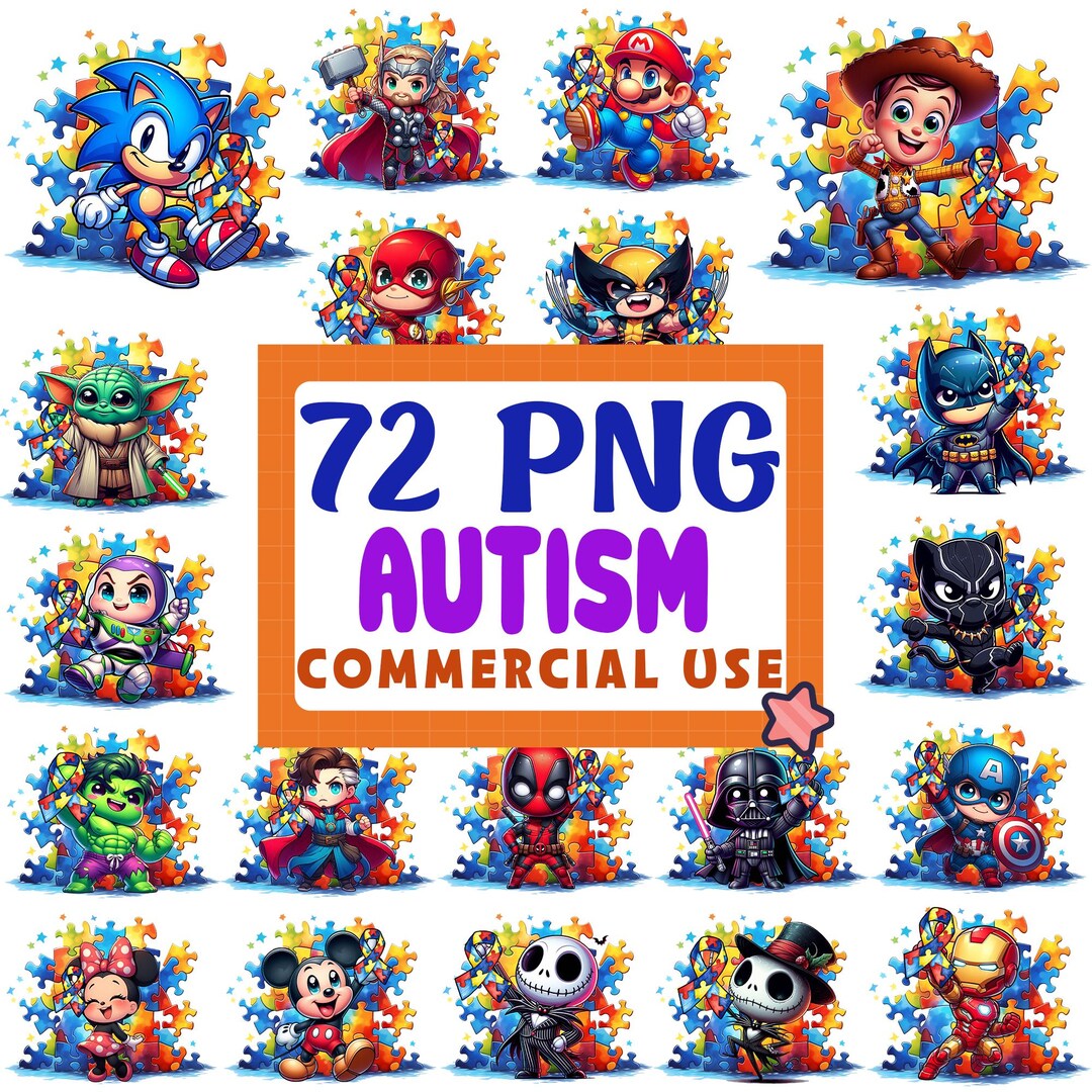 72 Designs Autism Cartoon Bundle Png, Autism Bundle Png, Autism ...