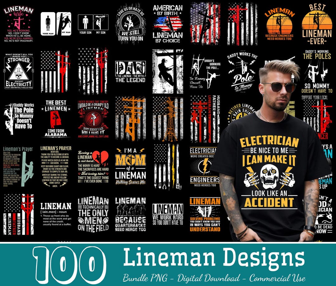 100 Designs Lineman Png Bundle, Lineman Electrician Png, Lineworker Png ...