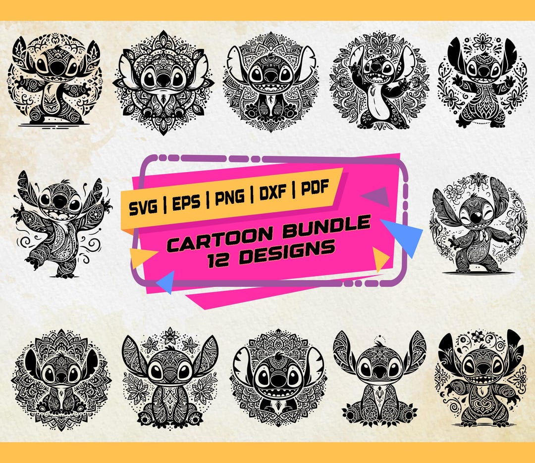 12 Cartoon Designs SVG Bundle, Cartoon SVG Sublimation Designs, Cartoon ...