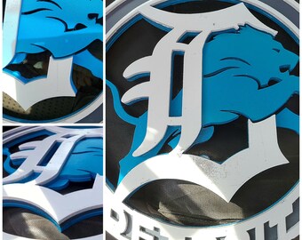 Layered Detroit Lions Mirrored Sign - Etsy
