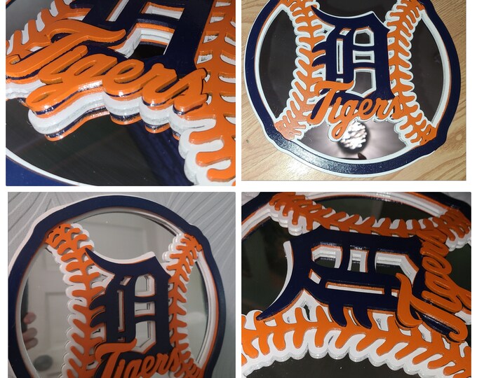 3 Layer Detroit Tigers Mirrored Sign - Etsy