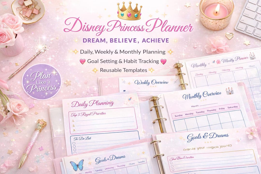 Disney Princess Planner Printable - 15 Pages | Digital Download ...