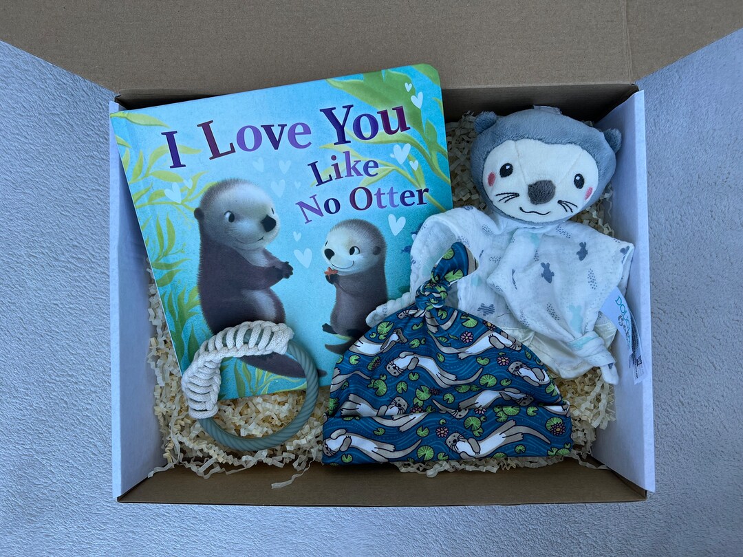 Baby Book Box, Baby Otter Gift Box, Baby Shower Gift, Baby Present - Etsy