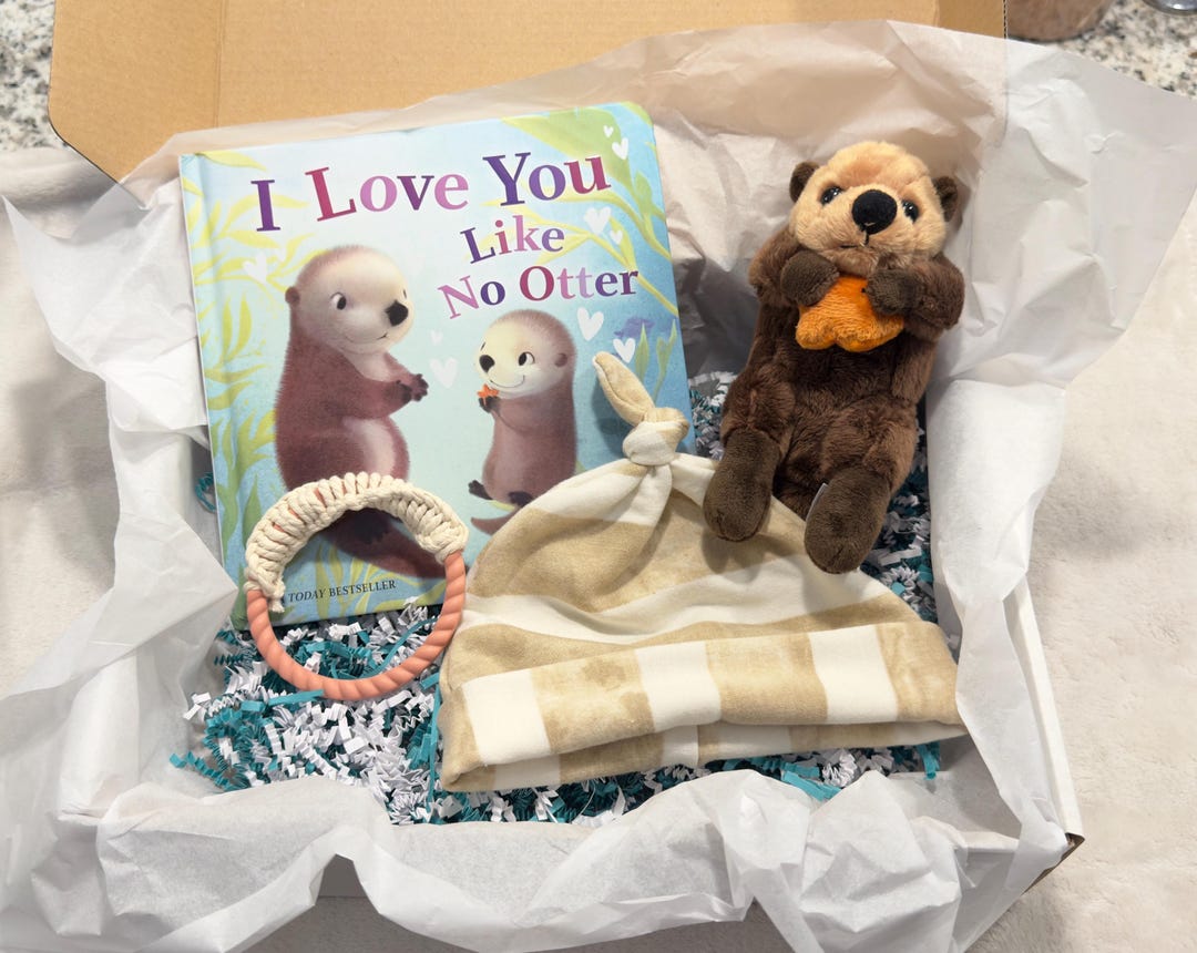Baby Book Box, Baby Otter Gift Box, Baby Shower Gift, Baby Present - Etsy