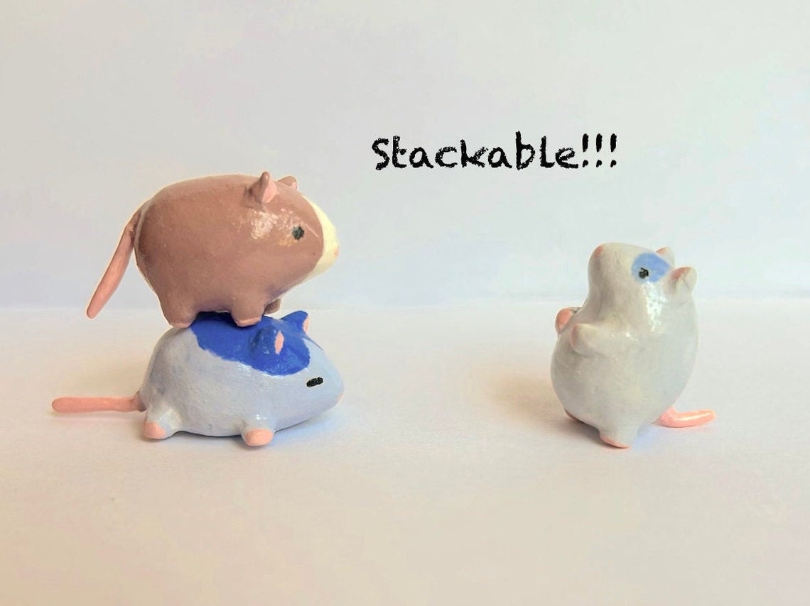 Mini Rats - Handmade Polymer Clay Mouse Mice Figurine Collectible ...