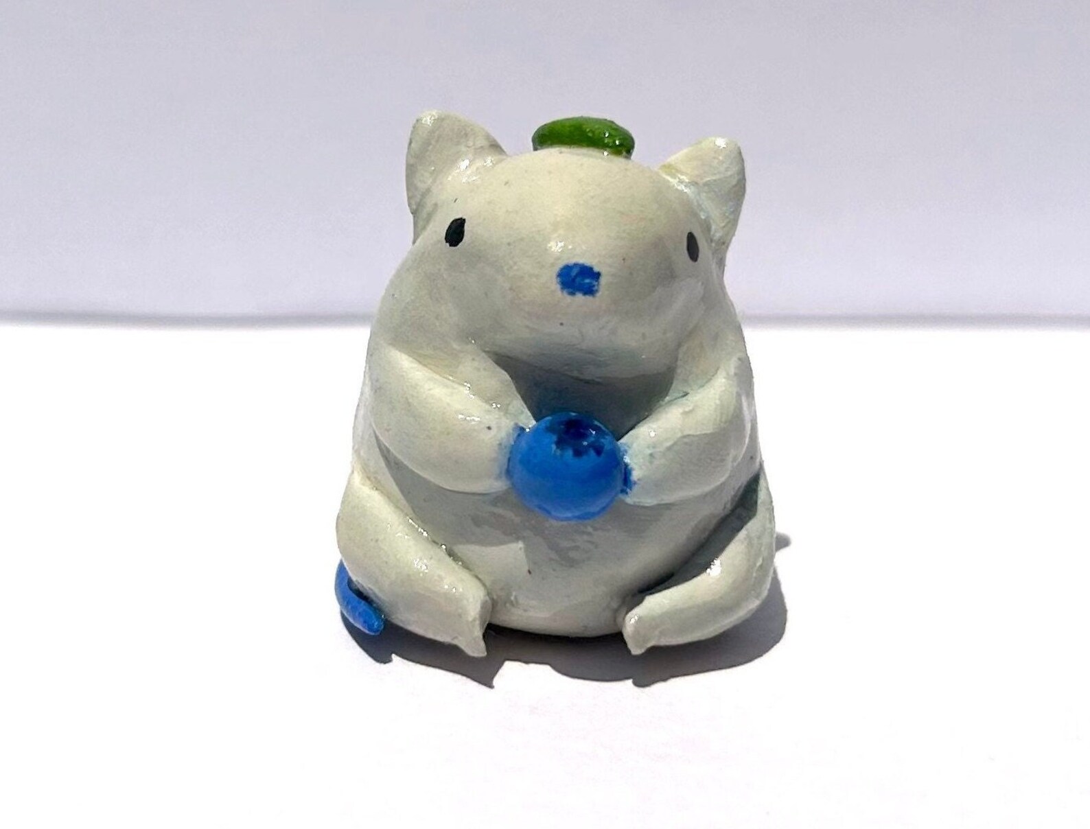 Rat Holding Blueberry Handmade Polymer Clay Mouse Mice Figurine ...