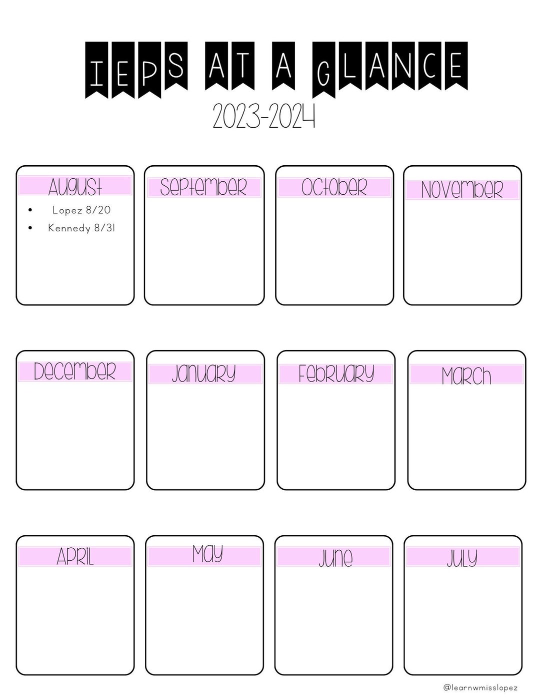 IEP Dates at a Glance Template - Etsy