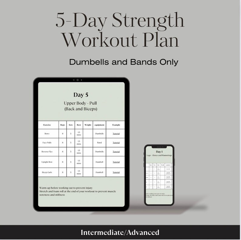5-day Strength Workout Plan - Etsy