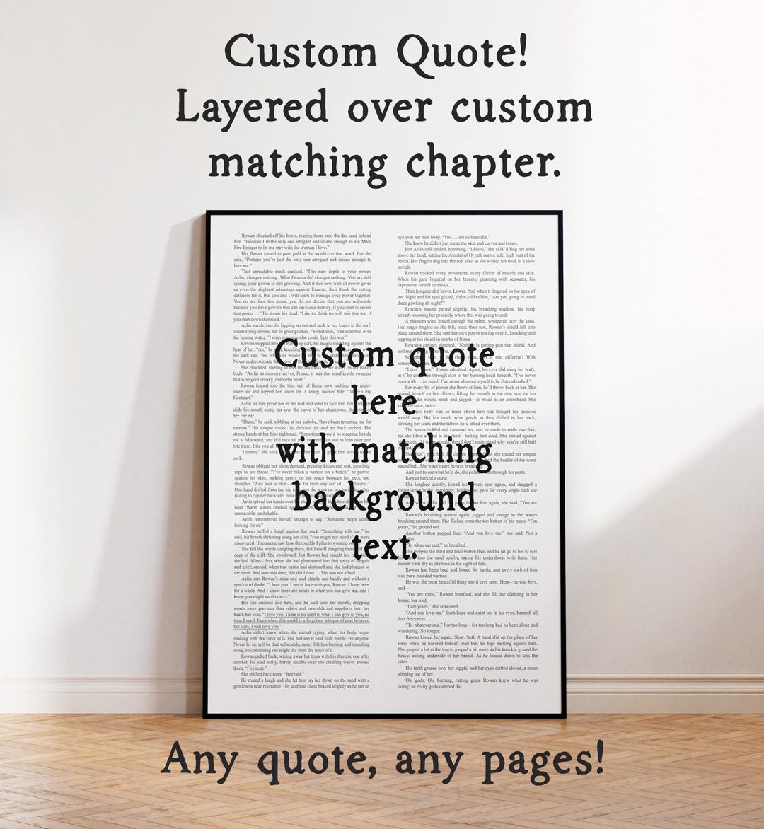 Custom Book Quote Poster With Matching Chapter (digital Print) - Etsy