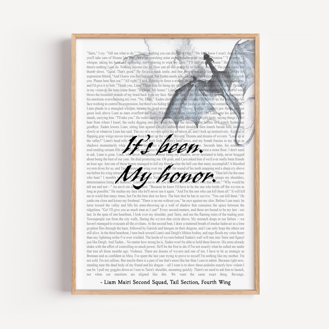 Emotional Fourth Wing Poster – Liam's Farewell Quote Ft Chapter Text ...