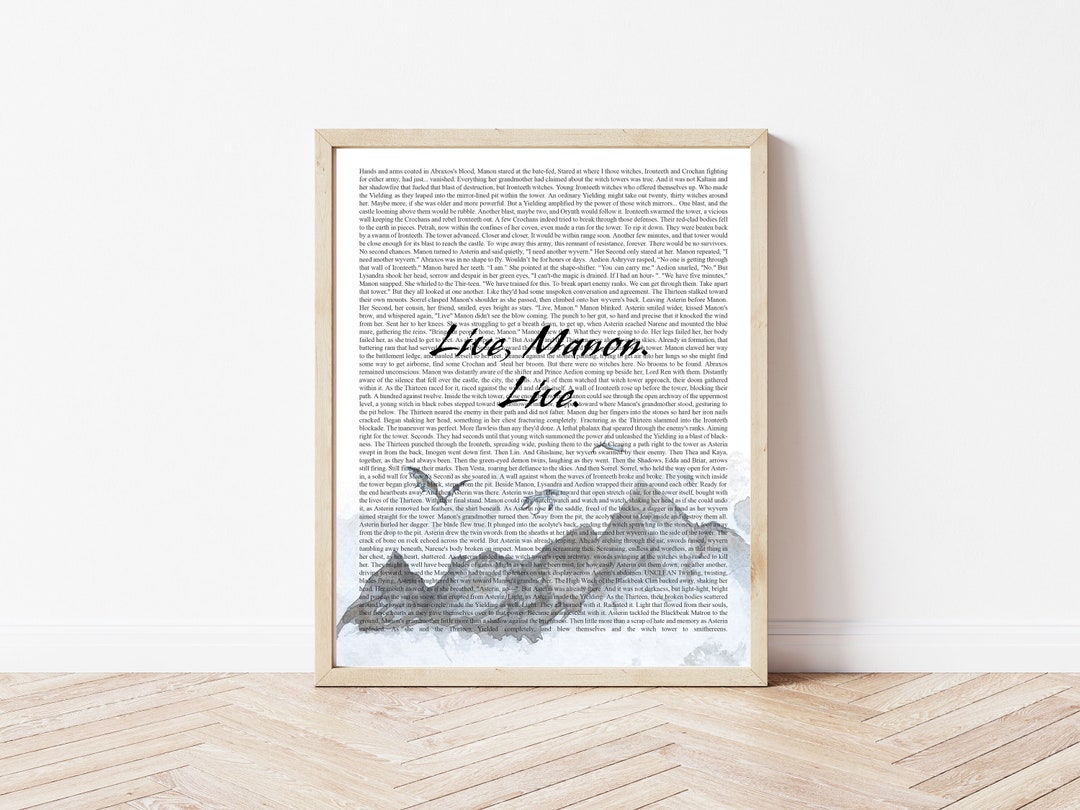 Printed Live Manon Live Poster, Throne of Glass Wall Art - Etsy