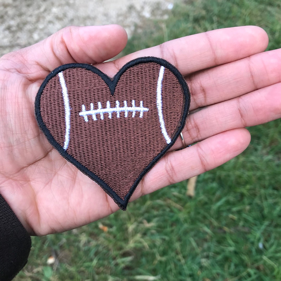 Heart Shaped Embroidered Football Patch | Iron on Patch | Football Fan ...