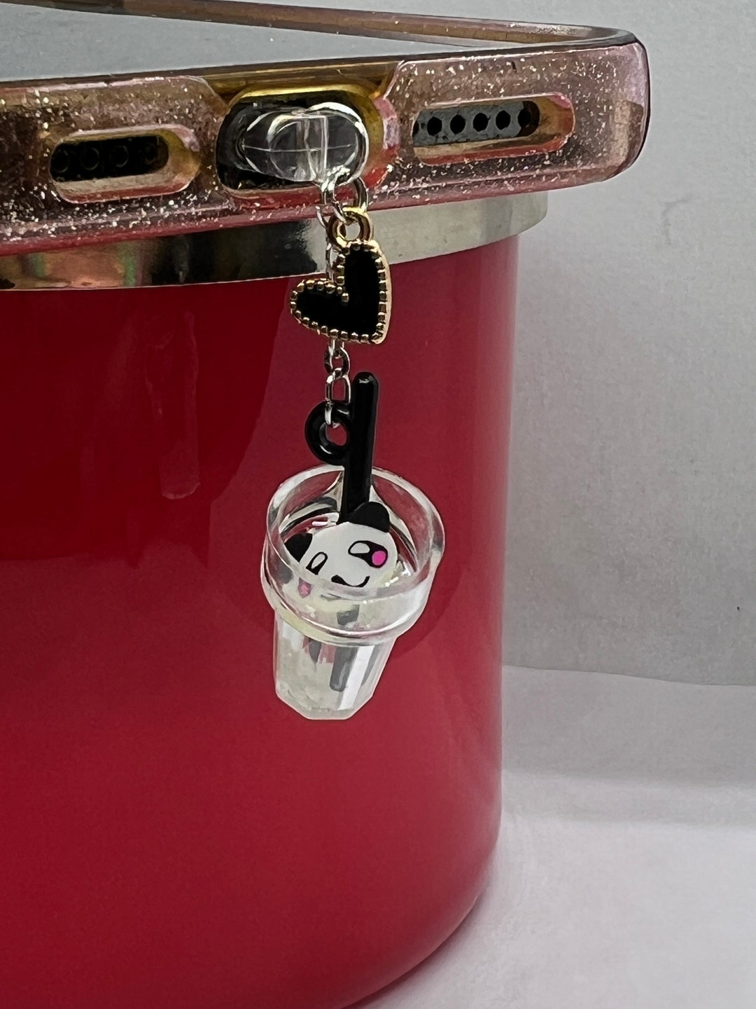 Glow-in-dark Black Kawaii Panda Drink Dust Plug, Iphone-android-ipad - Etsy
