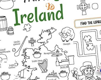 Placemat Travel to Dublin. Printable Coloring Page for Kids. Travel ...