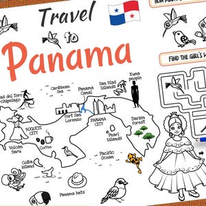 Panama Travel Placemat Coloring Page, Kids Activity (PDF) - Etsy