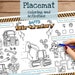 Placemat Happy Birthday. Building Theme. Printable Birthday Coloring ...