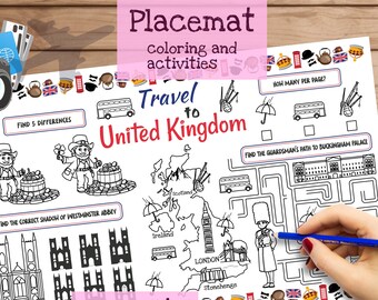 Travel to the United Kingdom Placemat. Printable Coloring Page for Kids ...
