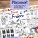 Travel to France Placemat. Printable Coloring Page for Kids. Travel ...