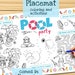 Printable Pool Party Activity Placemat - Fun Kids Birthday Coloring ...