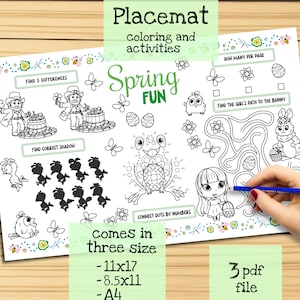 Placemat "spring Fun". Printable Birthday Coloring Page for Kids ...