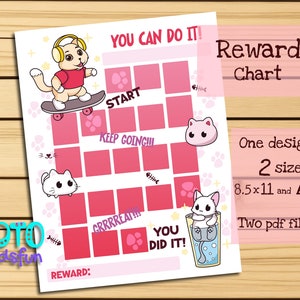 Printable Kitty Reward Chart. Work for Kids. Behavior Chart for Lovers ...